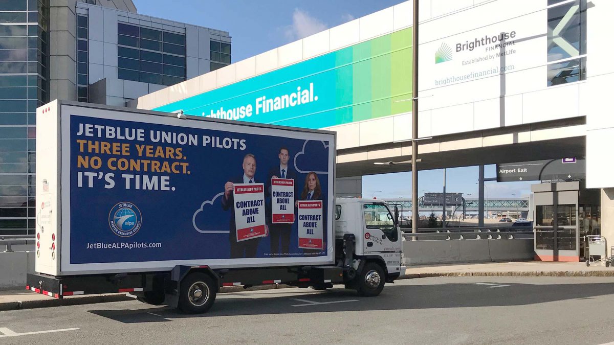 JetBlue Pilots Union - Boston & Orlando - Guerrilla Mobile Billboards