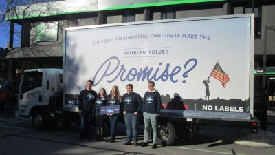 Problem Solver Promise / No Labels - Guerrilla Mobile Billboards